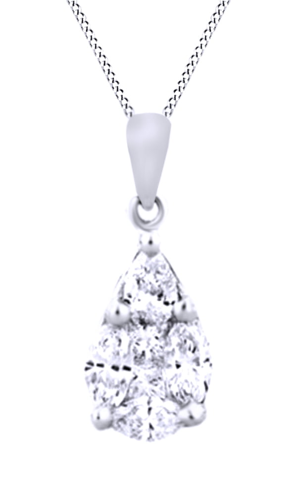 AFFY Composite White Natural Diamond Teardrop Pendant Necklace In 14K ...