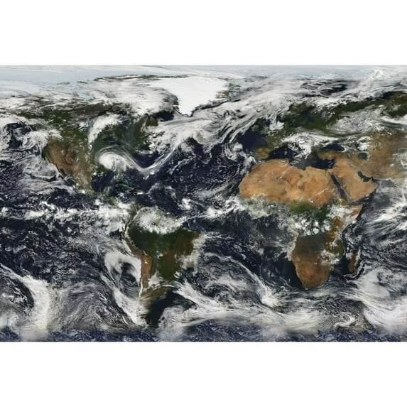 Composite World Map Made From Satellite Based Remote Imaging. July 11 ...