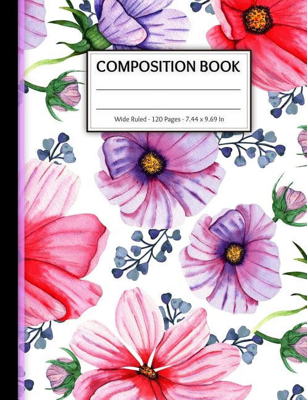 Composition Book : 120 Wide Ruled Page Exercise Book - For Girls Kids ...