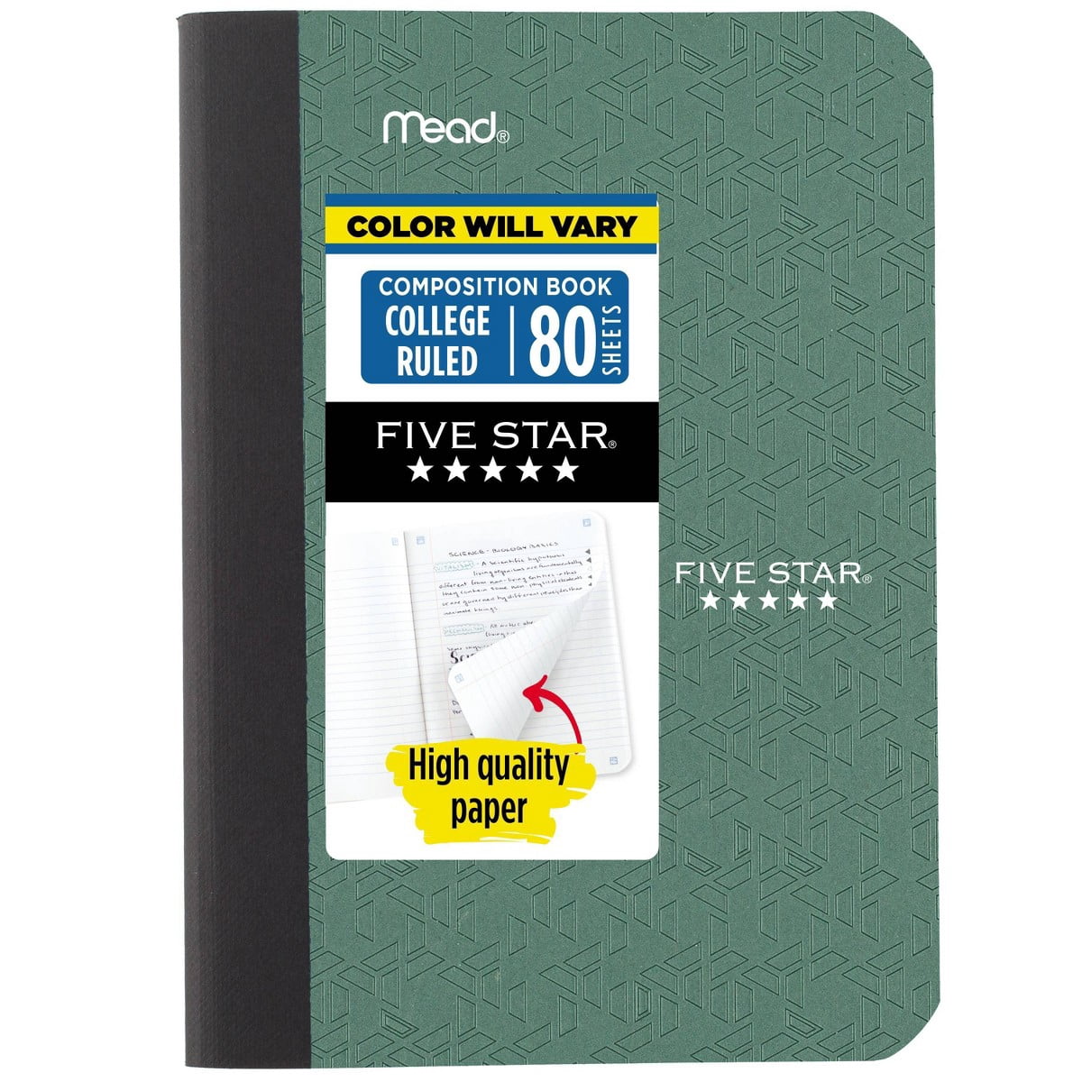 Composition Book Assorted Colors: Five Star Lined Paper, 80 Pages, Hard ...