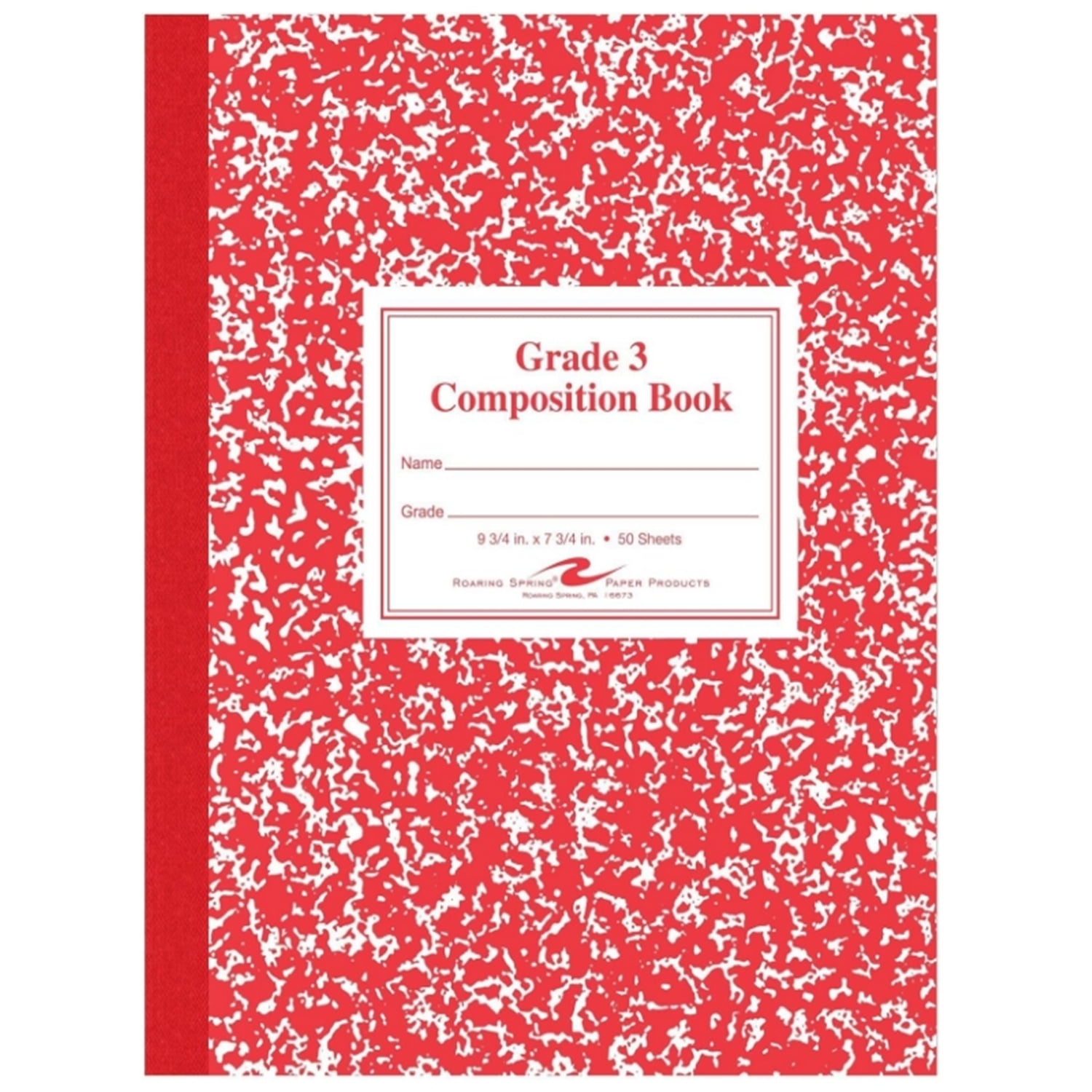 Composition Book, Grade 3 Ruled, 50 Sheets, 9-3/4 x 7-3/4 Inches, Red ...