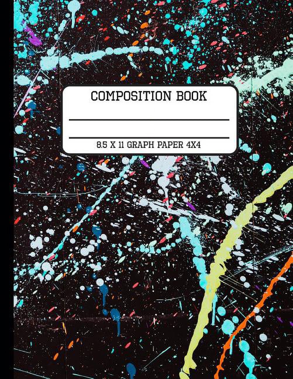Composition Book Graph Paper 4x4 : Trendy Paint Splatter Back to School ...