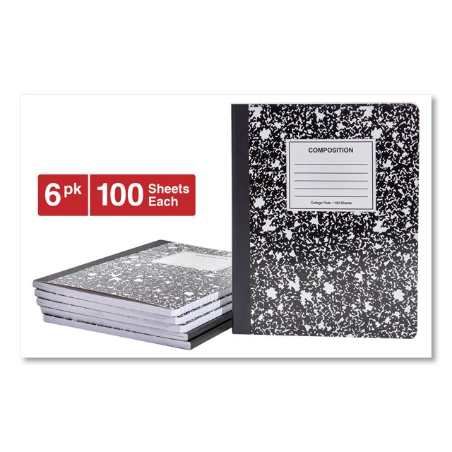 Composition Book, Medium/College Rule, Black Marble, 9.75 x 7.5, 100 ...