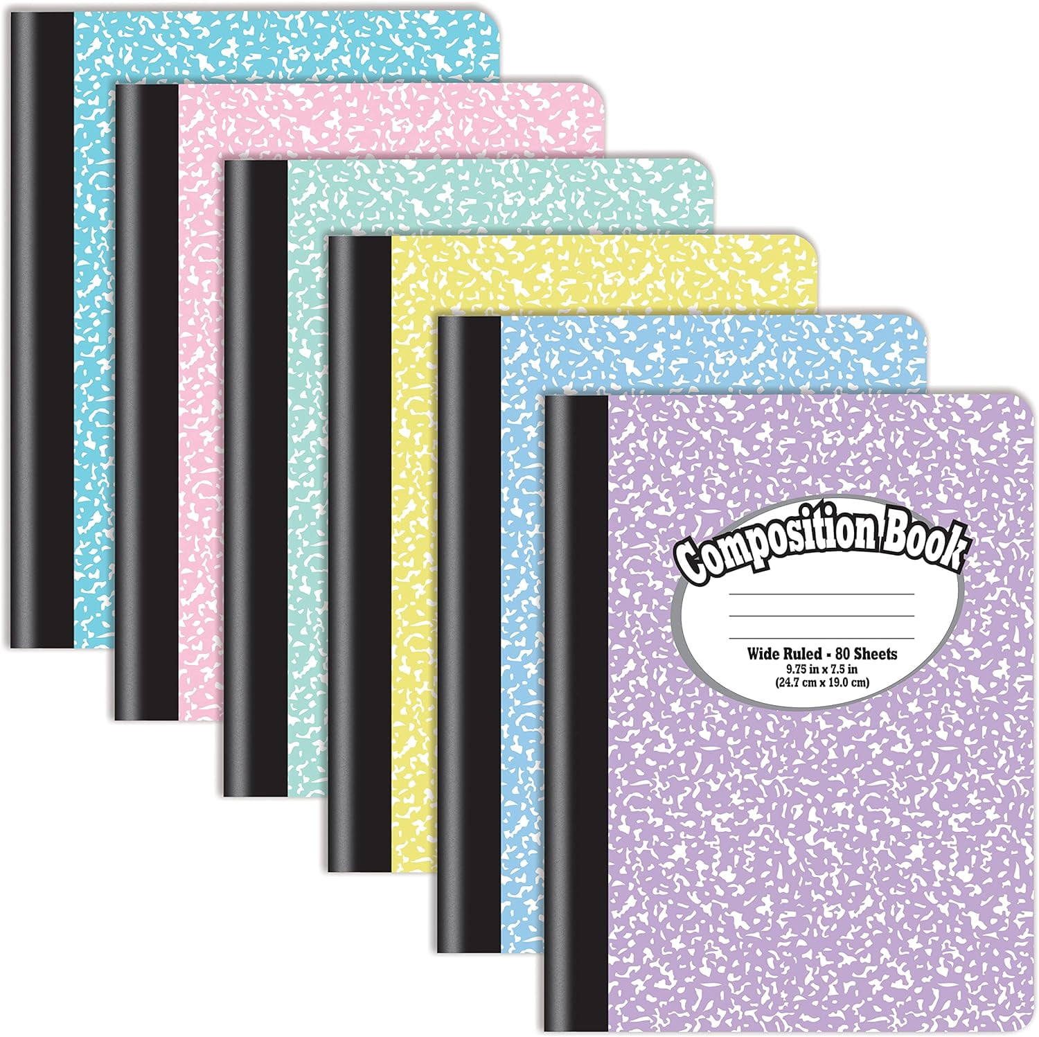 Composition Book Notebook, Hardcover, Assorted Pastel Covers, Wide ...