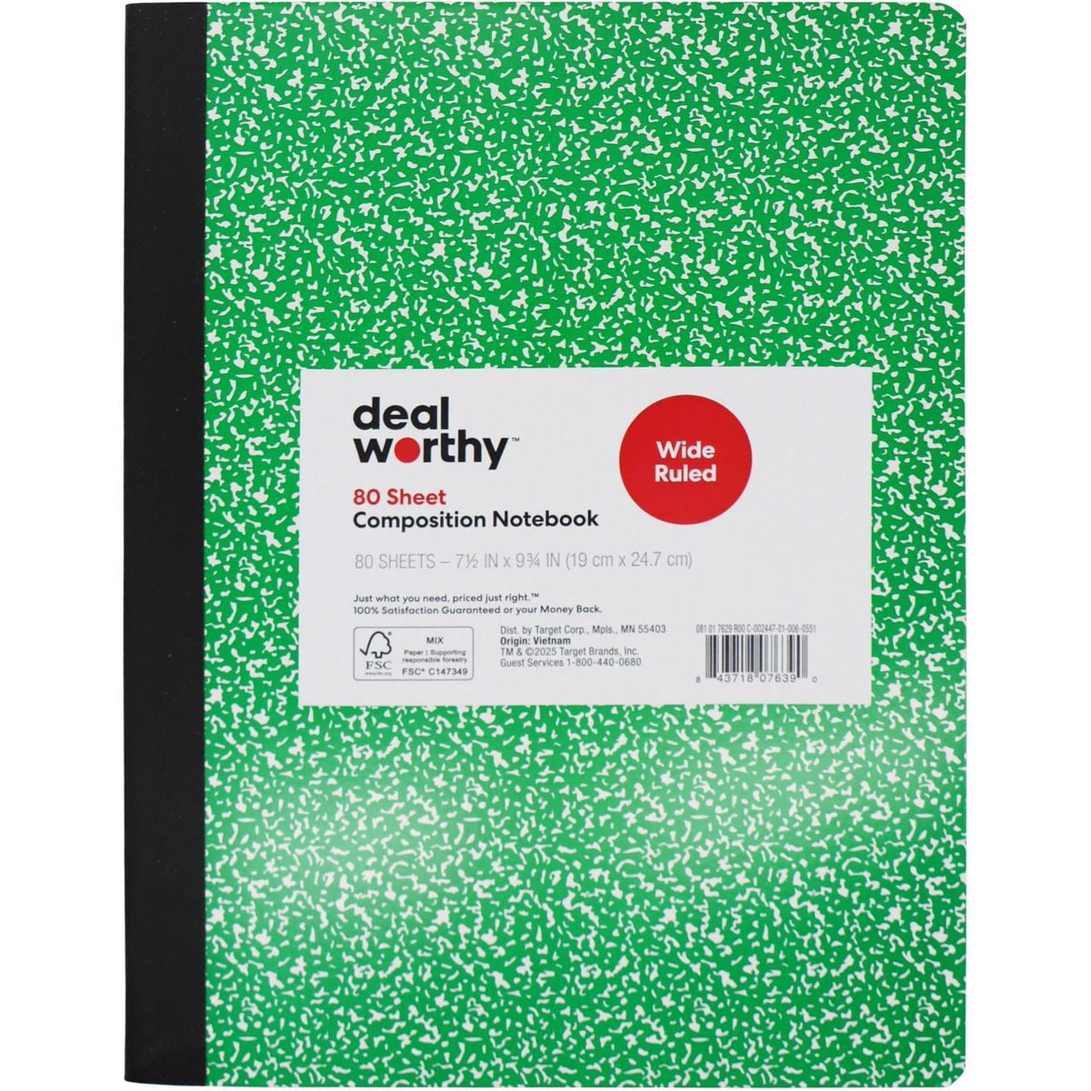Composition Book Wide Ruled Green - Walmart.com