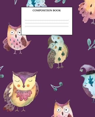 Composition Book: Wide Ruled Primary Composition Book Owl Lover Design ...