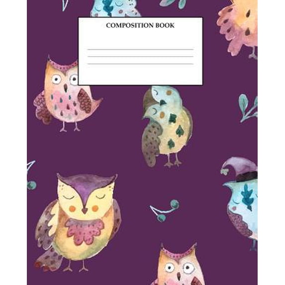 Composition Book: Wide Ruled Primary Composition Book Owl Lover Design ...