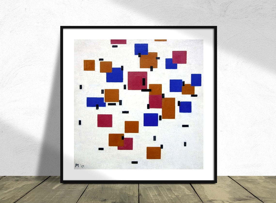 Composition In Colour A Piet Mondrian Square Poster Geometric Wall Art ...