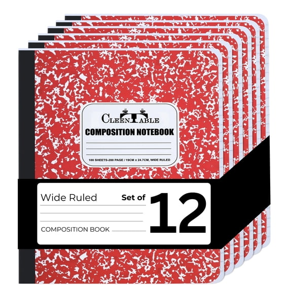 C-Line Composition Notebook, 100 Page, Wide Ruled, Black Marble, Pack ...