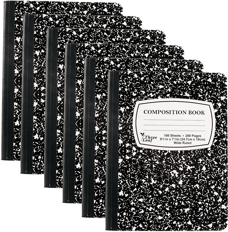 Composition Notebook 6-Pack, 9-3/4" x 7-1/2", Wide Ruled, 100 Sheets ...