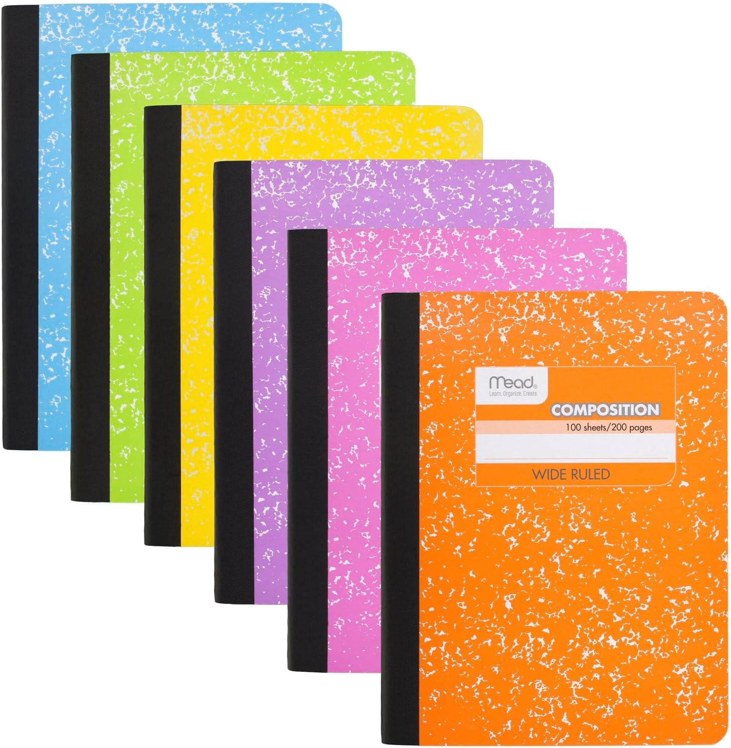 Composition Notebook, 6 Pack, Wide Ruled Paper, 7-1/2" x 9-3/4", 100 ...