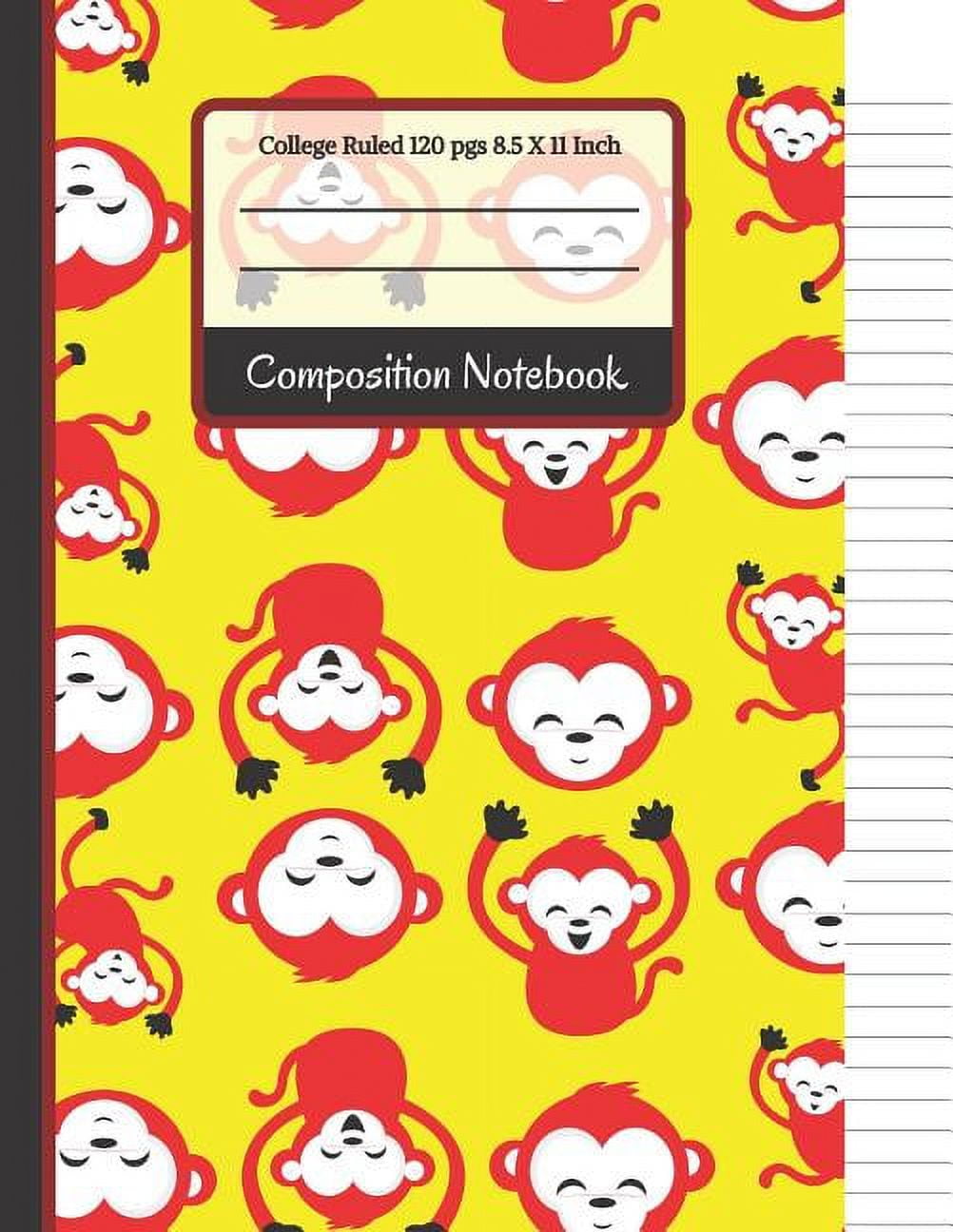 Composition Notebook: Bright Red And Yellow Monkey College Ruled