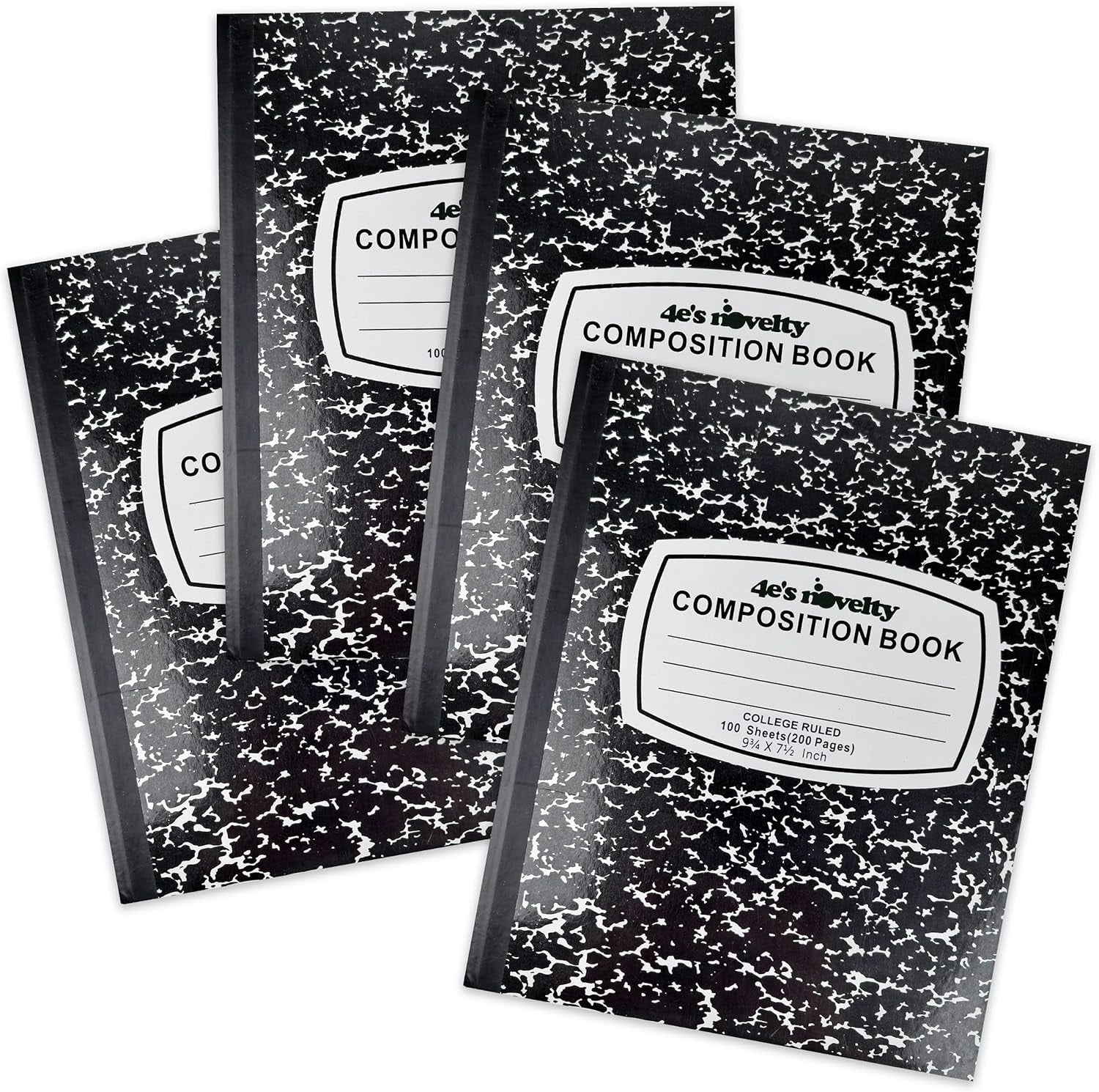 4E's Novelty College Ruled Composition Notebook 4 Pack - Hard Cover ...