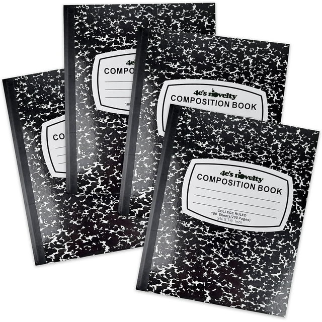 4E's Novelty College Ruled Composition Notebook 4 Pack - Hard Cover ...