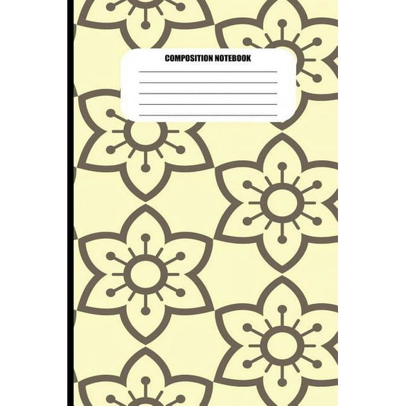 Composition Notebook: Flower Fractal Pattern in Brown on Light Yellow ...