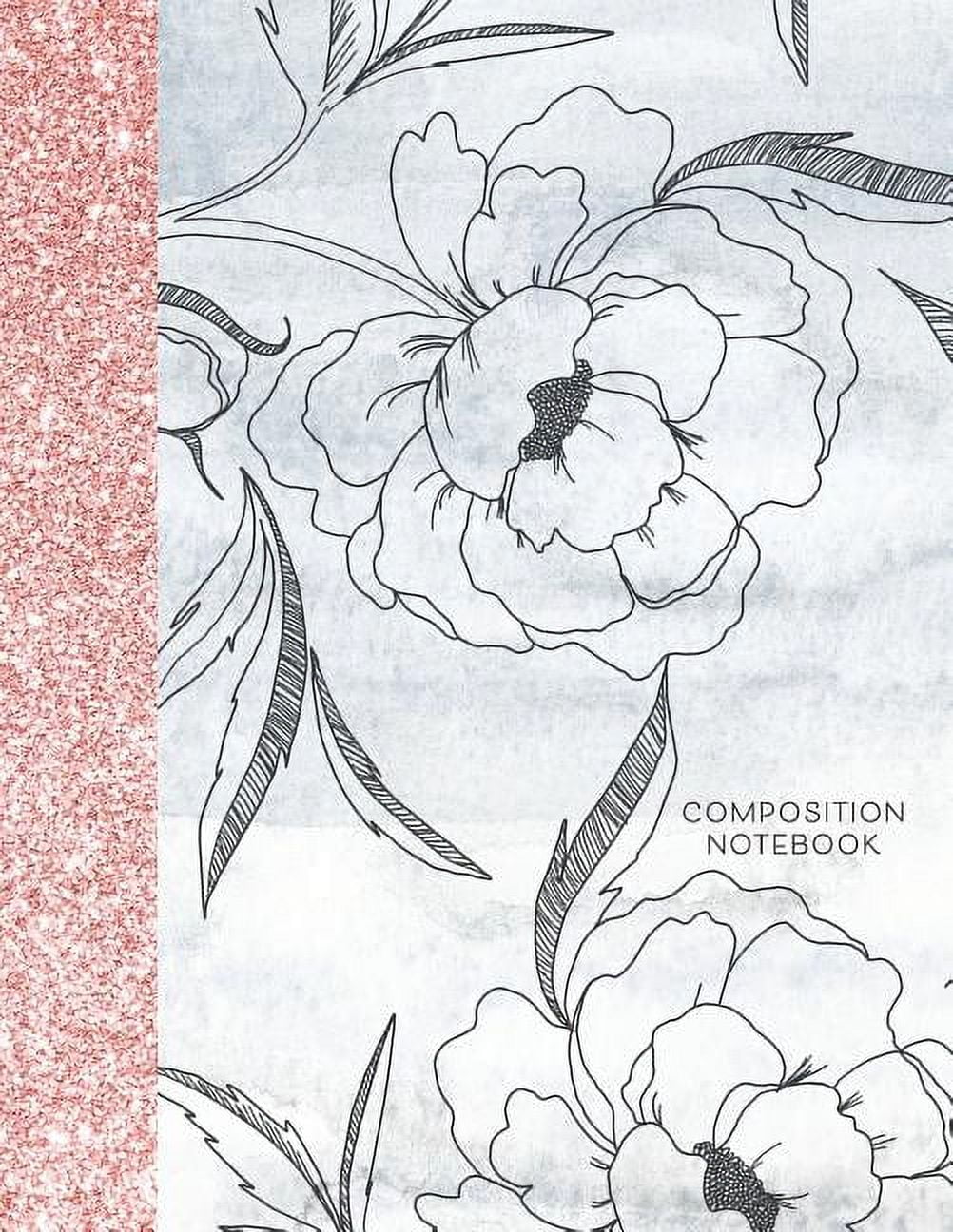 Composition Notebook: Glitter and Floral Large Wide Rule Lines with ...
