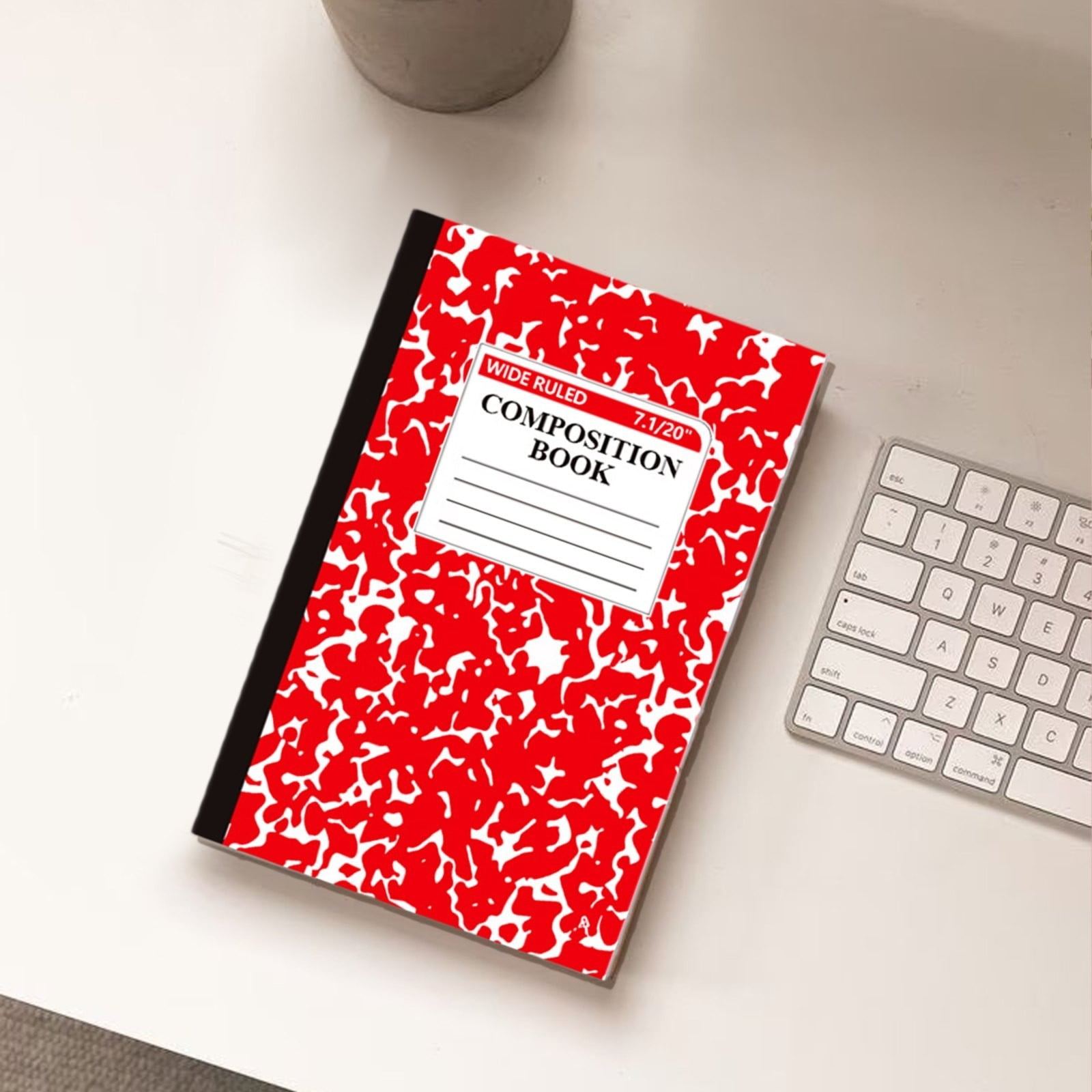 Composition Notebook: Wide Ruled Lined Paper Journal With Red Marble ...