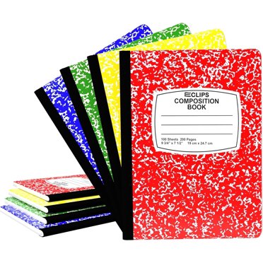 BAZIC Composition Book Marble Wide Ruled 100 Sheet, Assorted Color, 4 ...