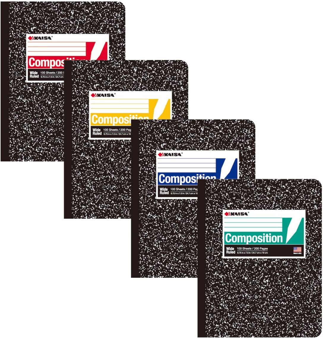 Composition Notebooks, Wide Ruled, 9-3/4" x 7-1/2", Black Marble Covers ...