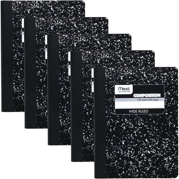 Composition Notebooks, Wide Ruled Paper, 100 Sheets, Comp Book, 5 Pack ...