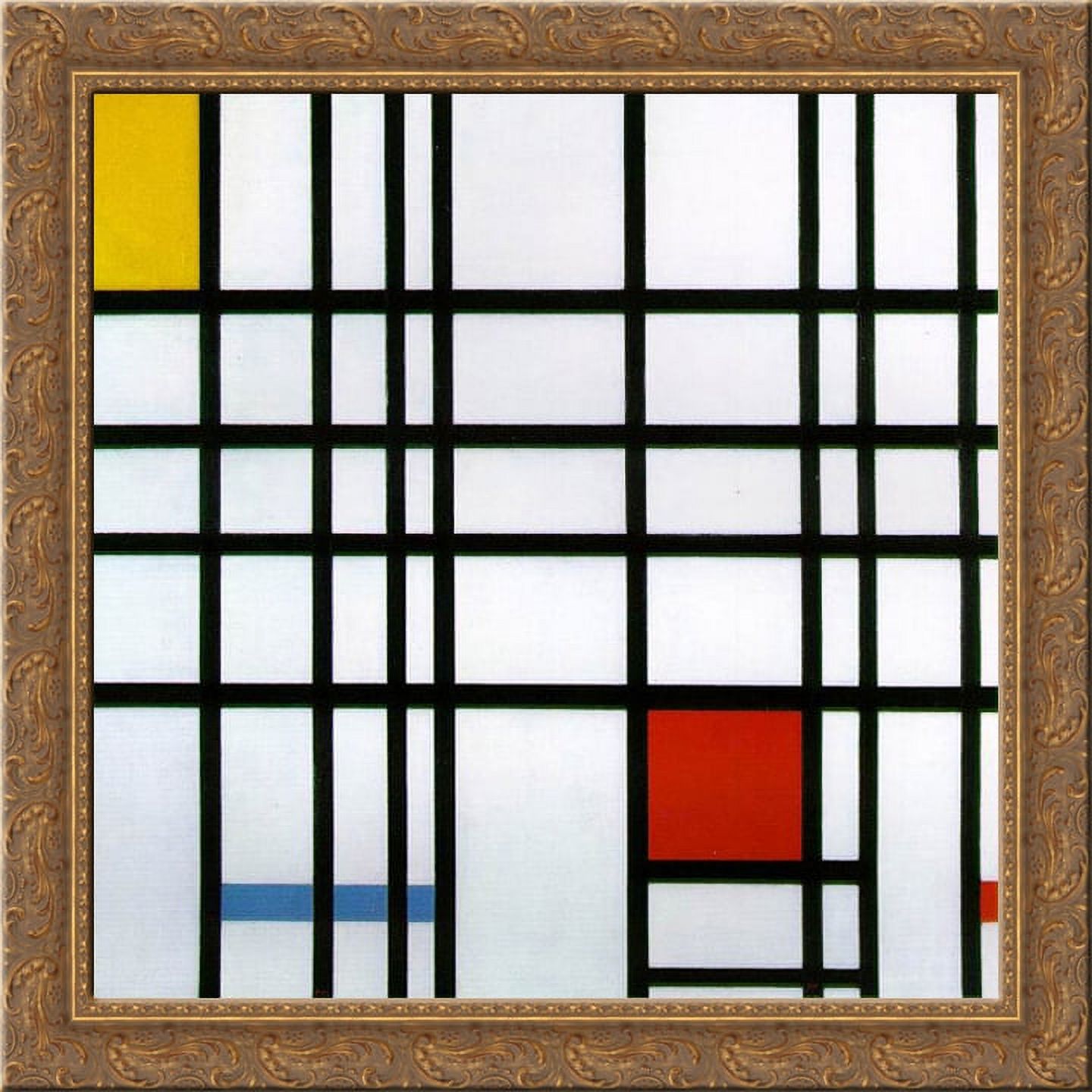 Composition with Red, Yellow and Blue 20x20 Gold Ornate Wood Framed ...