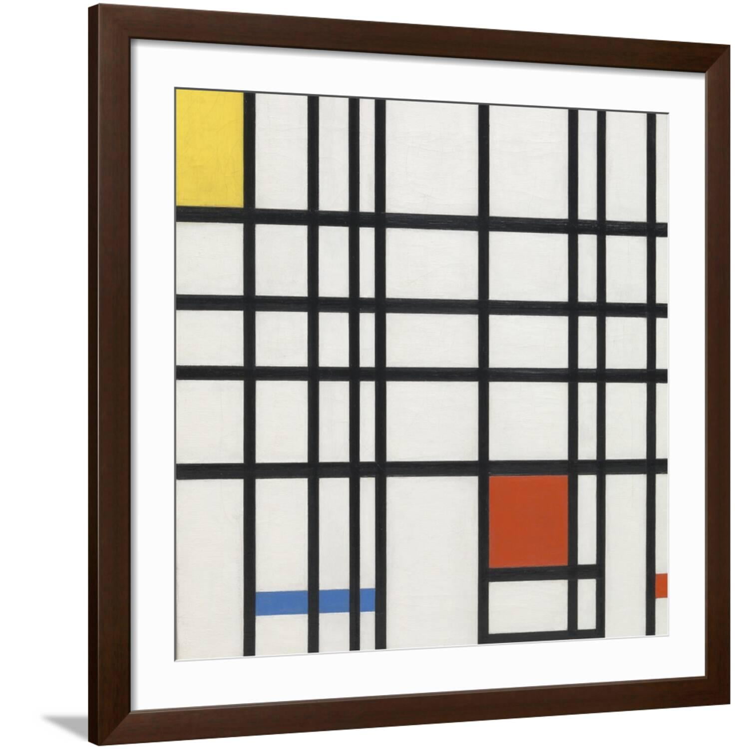 Art.com Composition with Yellow, Blue and Red Giclee Print by Piet Mondrian, Brown Frame Wall ...