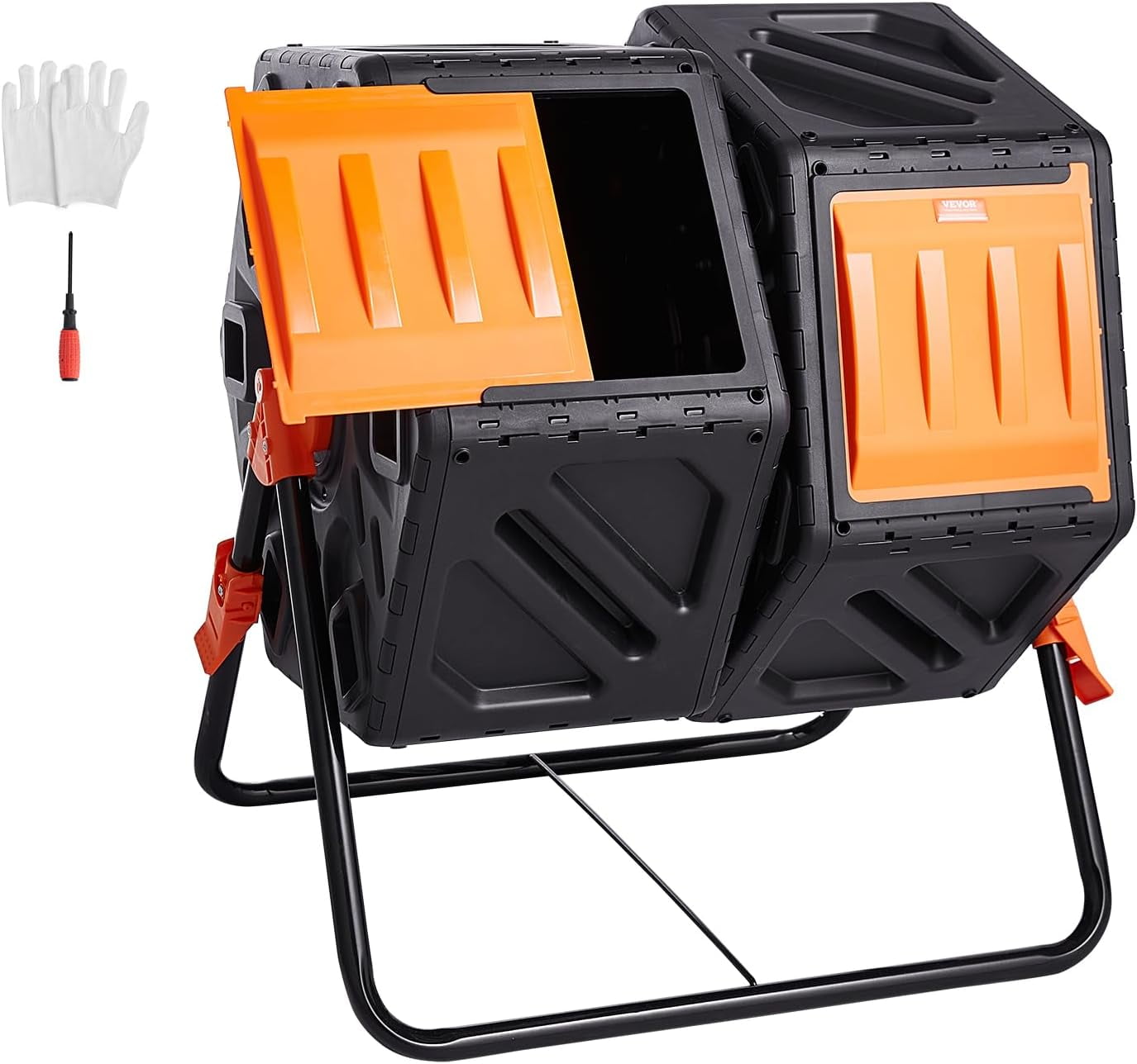 Compost Bin, 37-Gal Dual Chamber Composting Tumbler, High Volume Two ...