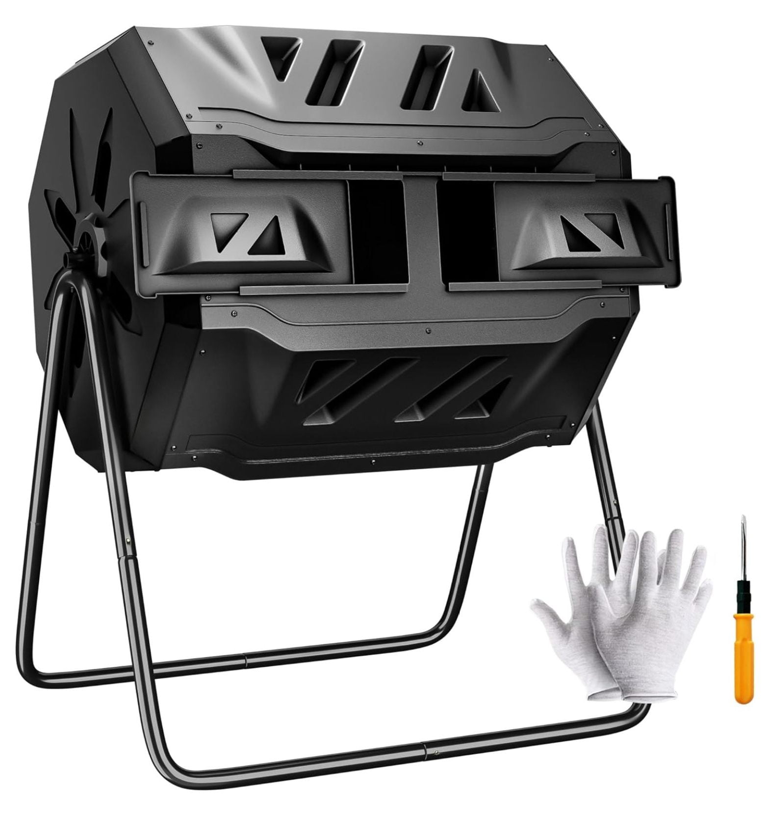 Compost Bin 43 Gallon Dual Chamber Compost Bin - Includes Gardening ...