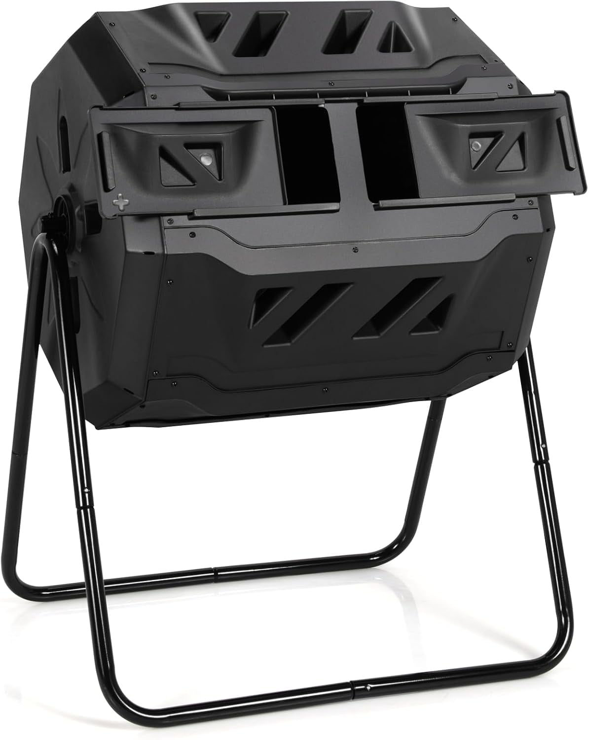 Compost Bin, 43 Gallon Rotating Composter, Outdoor Dual Chamber ...