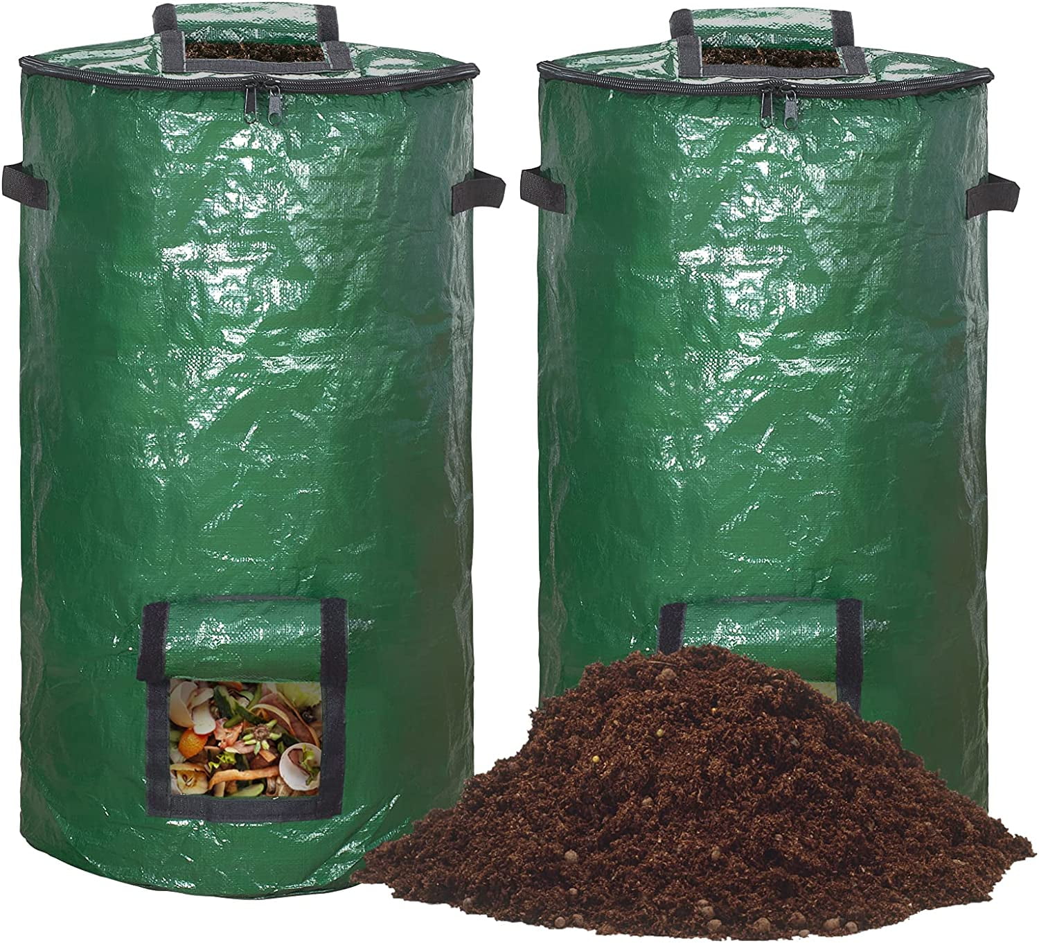 Compost Bin Bag, Reusable Garden Yard Waste Bag, 34 Gallon (2 Pack ...