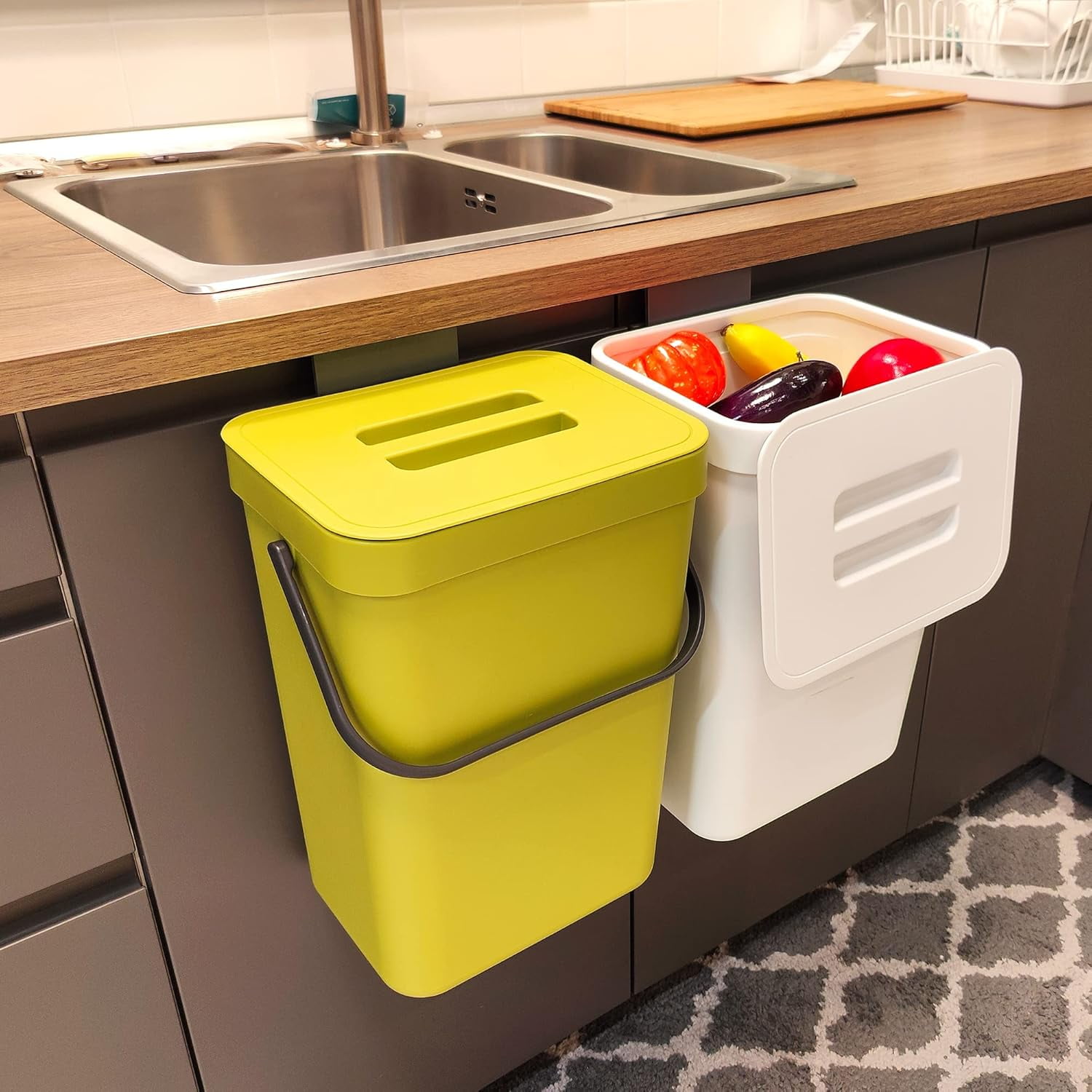 Compost Bin Indoor Kitchen Sealed, Mountable Compost Bucket, Hanging ...