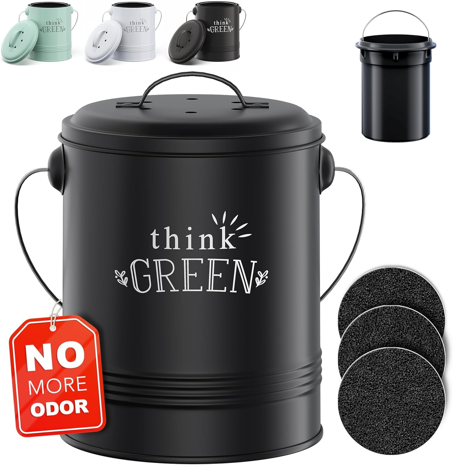 Compost Bin for Kitchen Counter - 1.2 Gallon Countertop Composter with ...