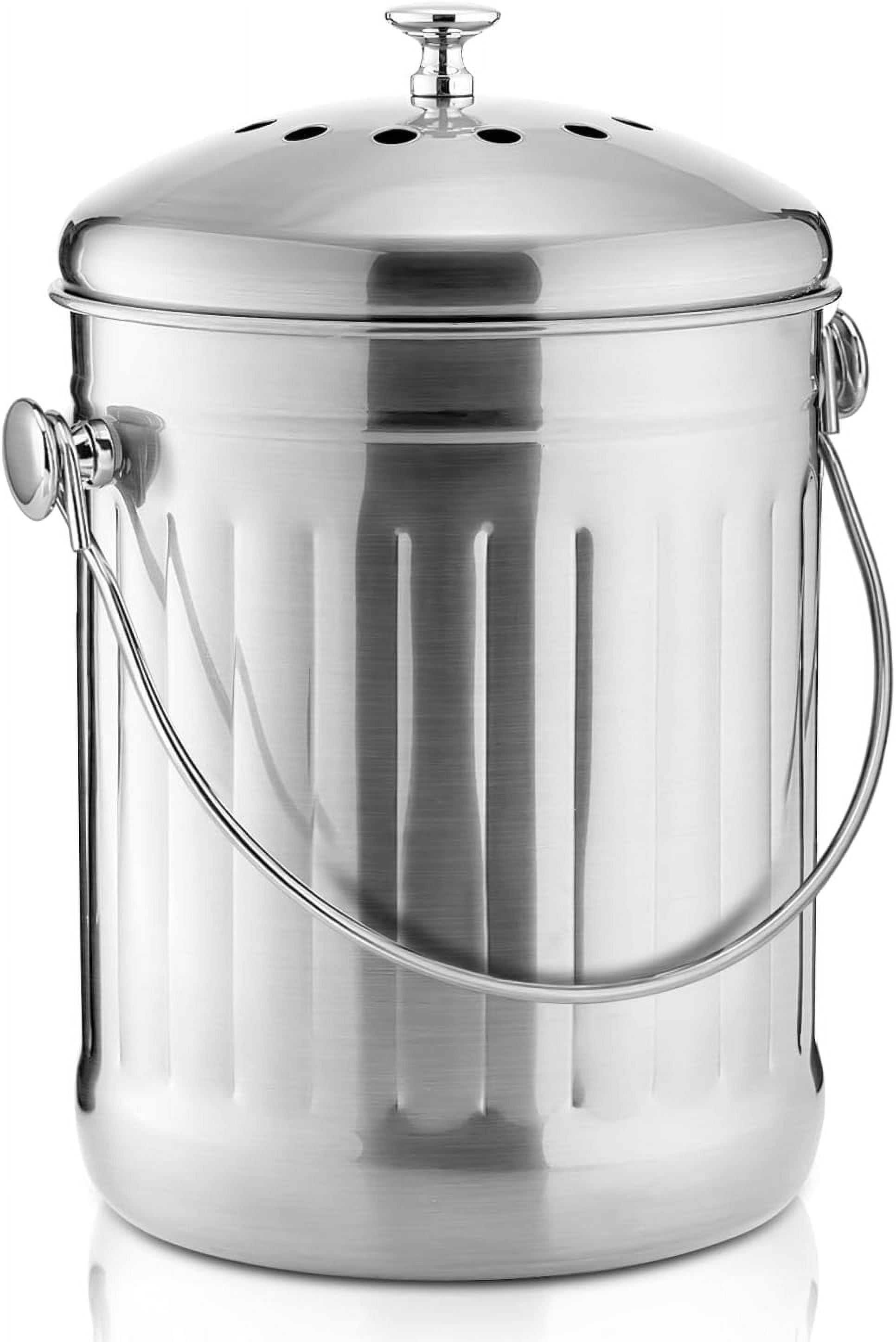 Compost Bin for Kitchen Countertop, 1.3 Gallon Matte Copper Stainless ...