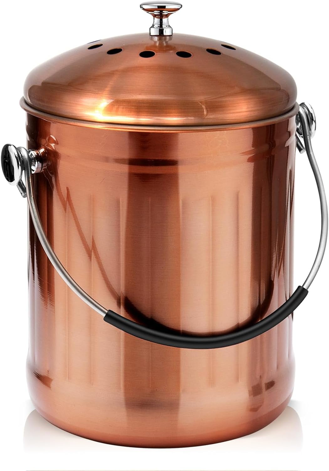 Compost Bin for Kitchen Countertop, 1.3 Gallon Matte Copper Stainless ...