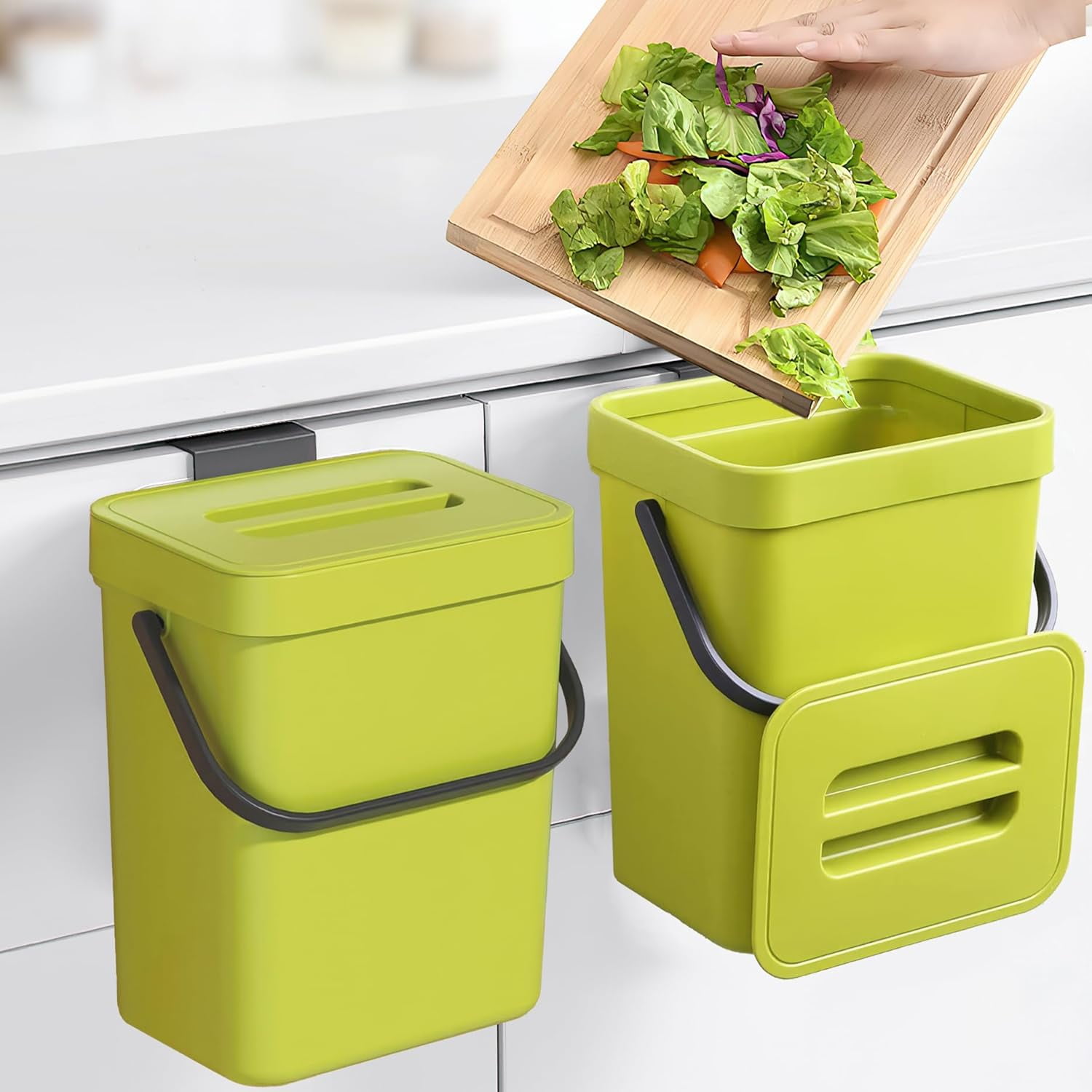 Compost Bin for Kitchen Countertop 5L/1.3 Gal Hanging Small Trash Can ...