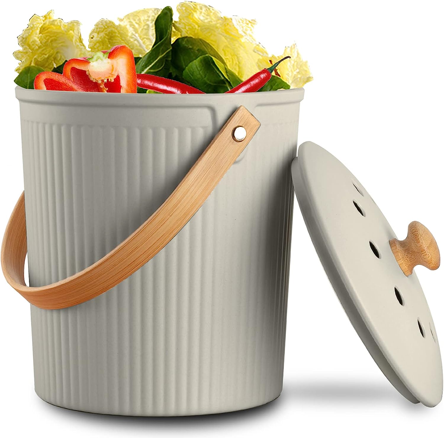 Compost Bin Kitchen, Countertop Compost Bin with Lid, Made of ...