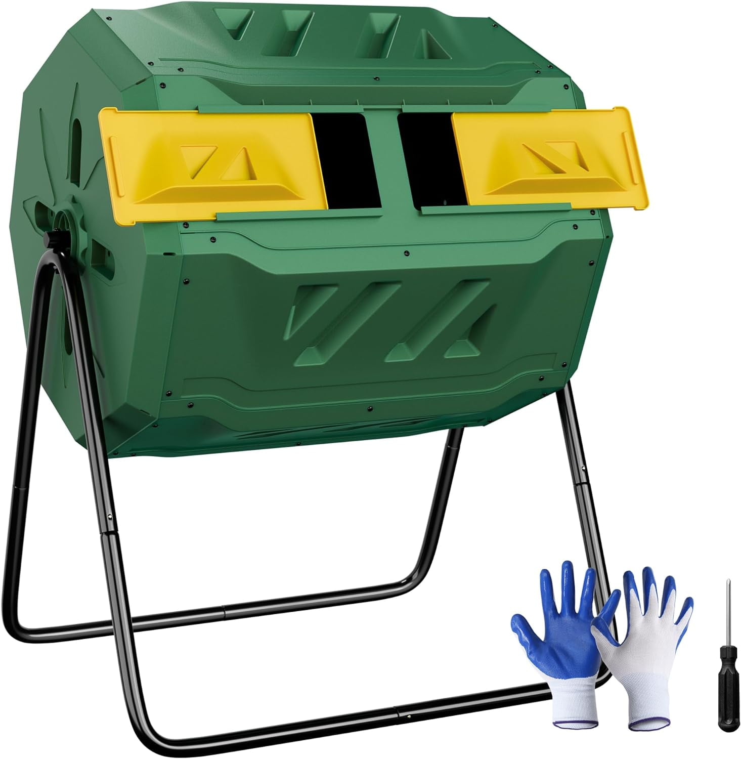 Compost Bin Outdoor Dual Chamber Tumbling Composter 43 Gallon BPA Free ...