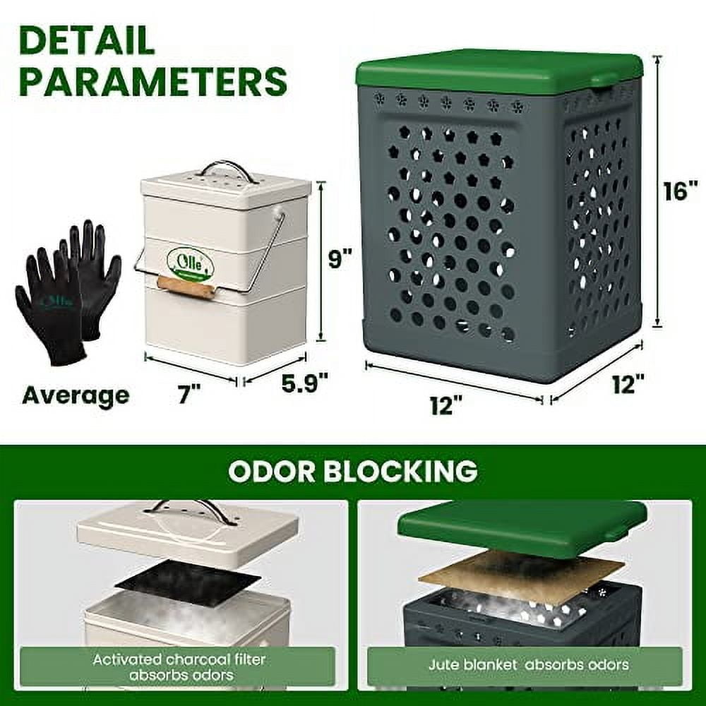 Compost Bin Set, Indoor Food Waste Bin for Kitchen Counter Top Compost ...