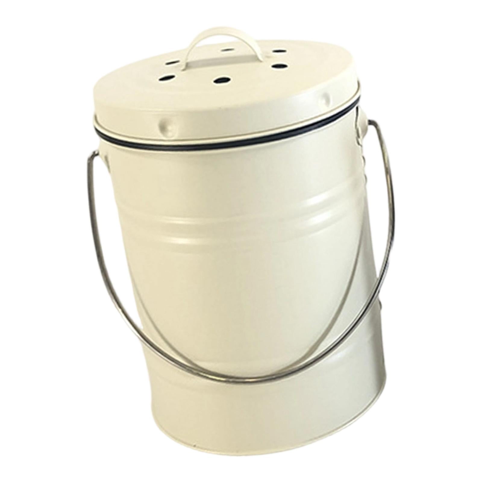 Compost Bin Storage Canister Waste Collection Bucket Durable Iron 3L ...