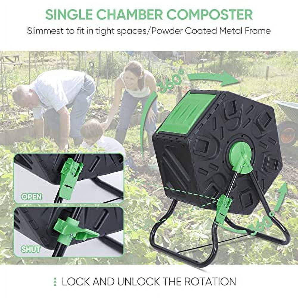 Compost Bin Tumbling Composter Rotating w/Sliding Doors Compost Bin ...