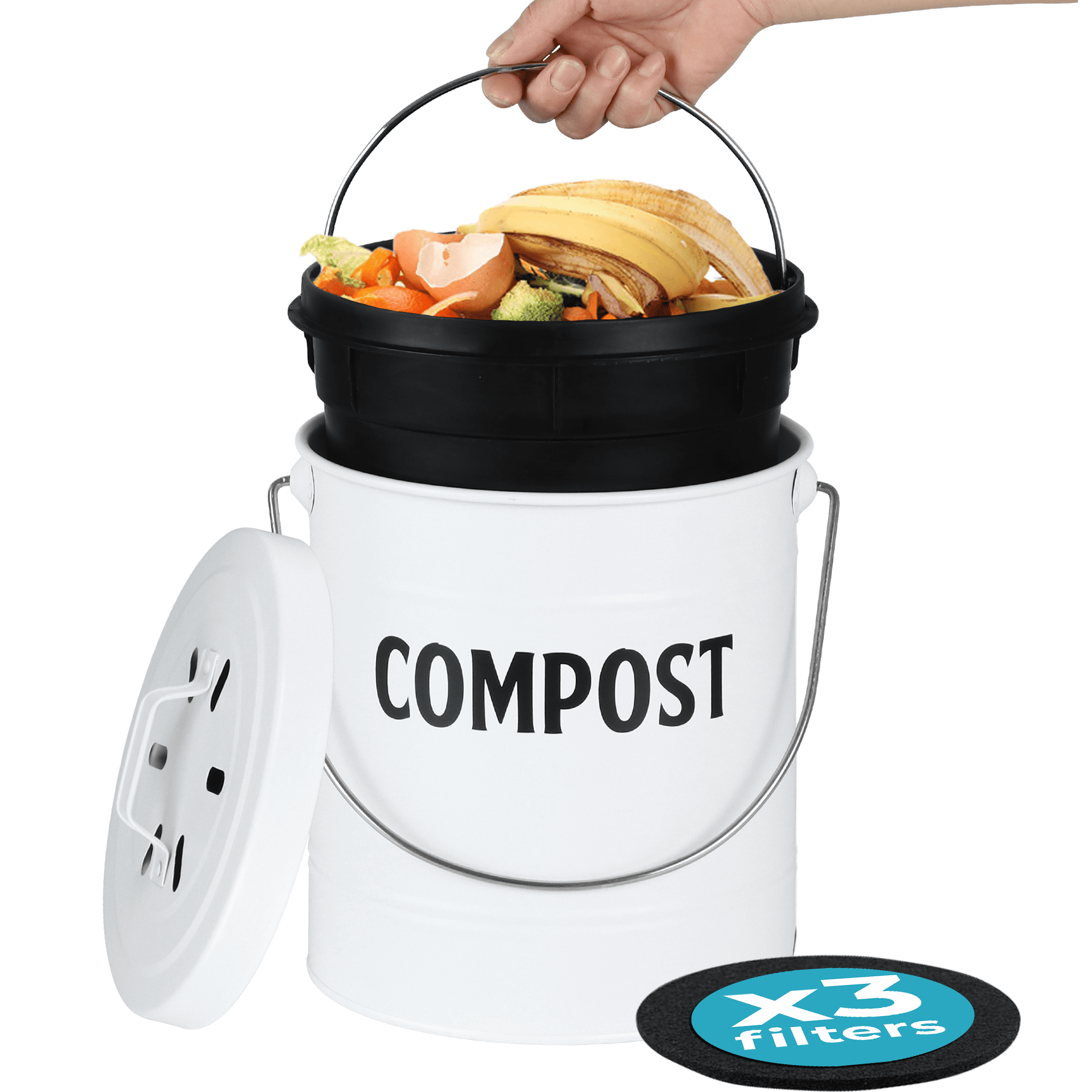 Saratoga Home Large Countertop Compost Bin with Top Lid, Metal ...