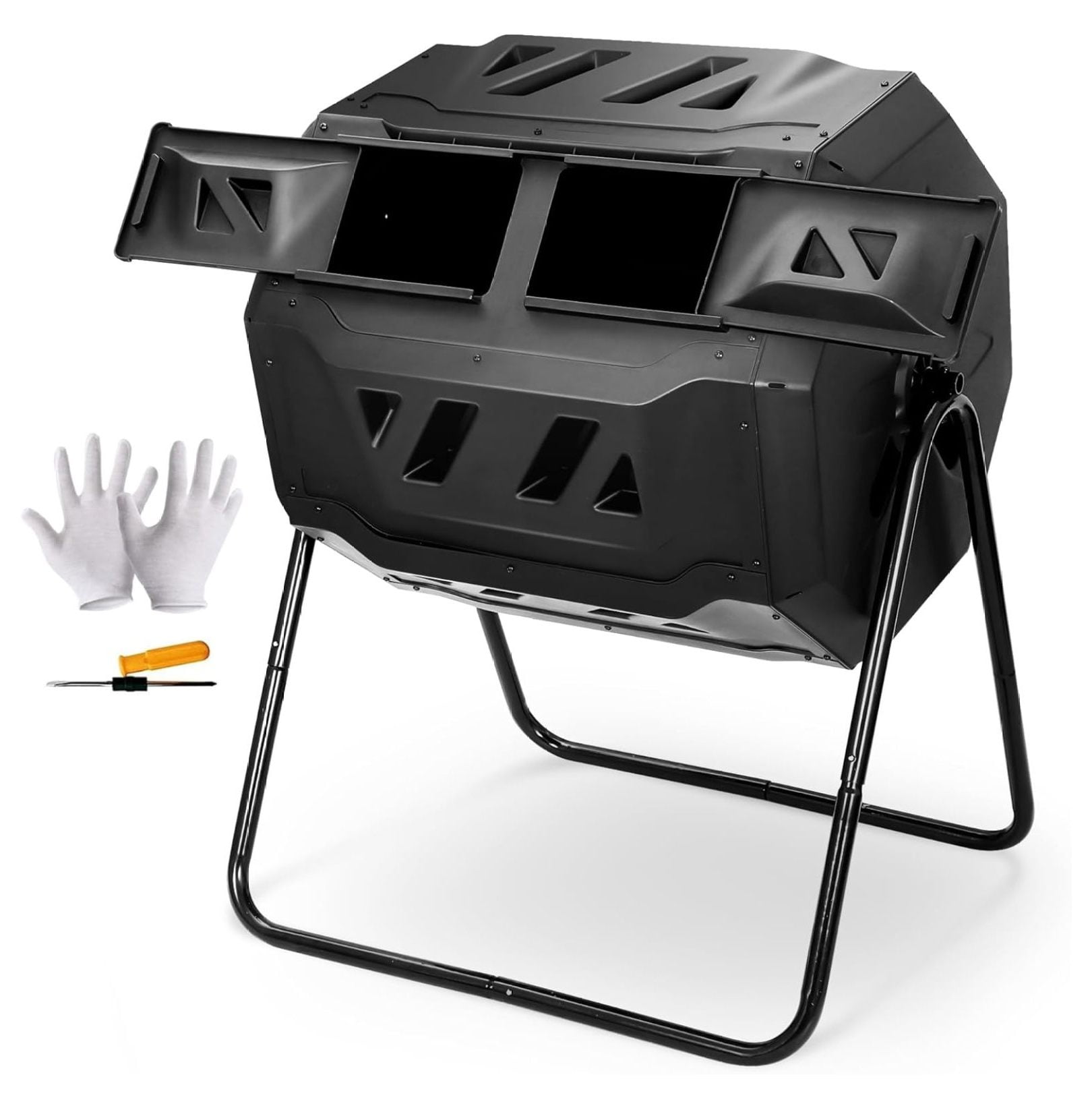 Compost Bin from BPA Material for Garden and Outdoor, 43 Gallon Dual ...