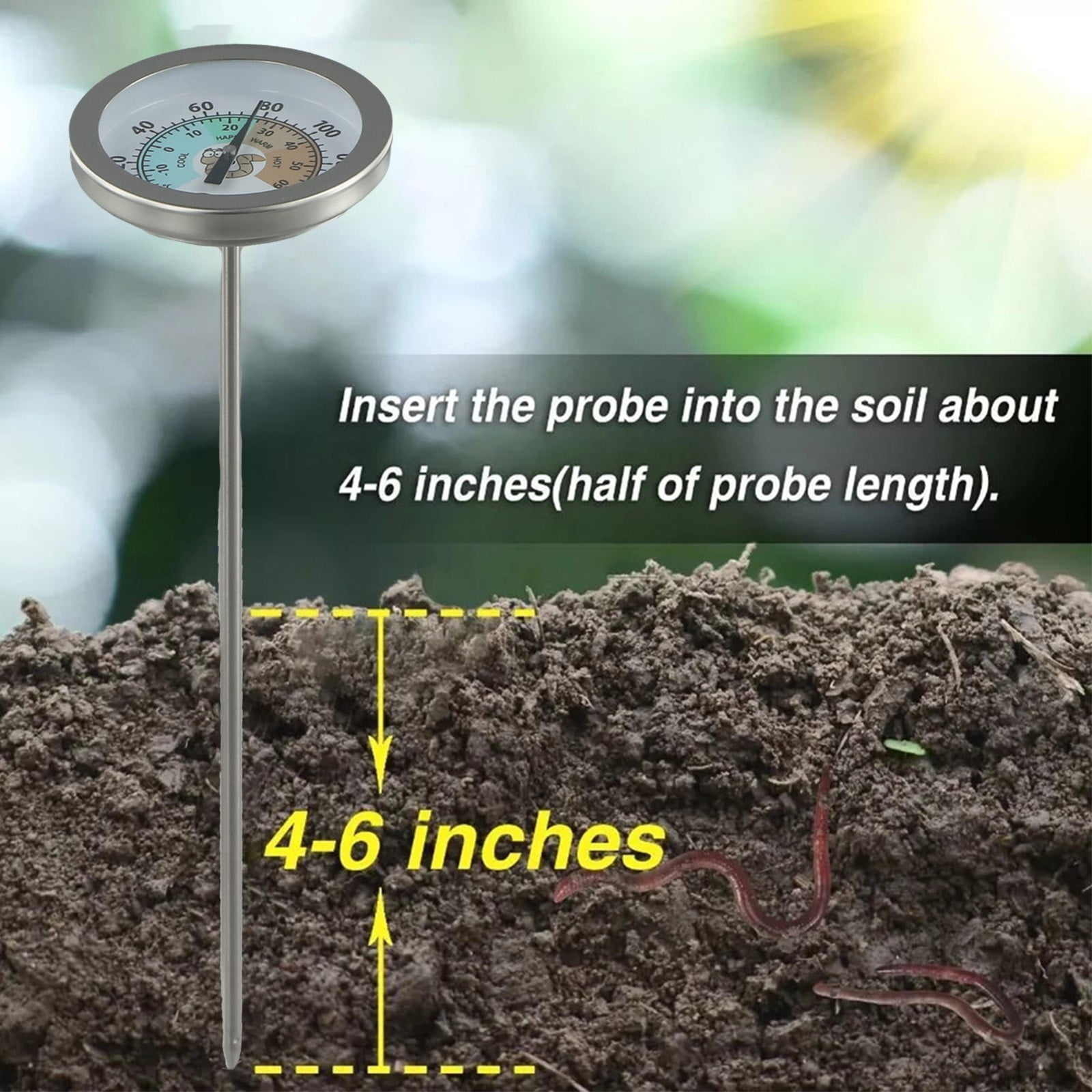 Compost Soil Tester Meter Probe Stainless Steel Thermometer Temperature ...
