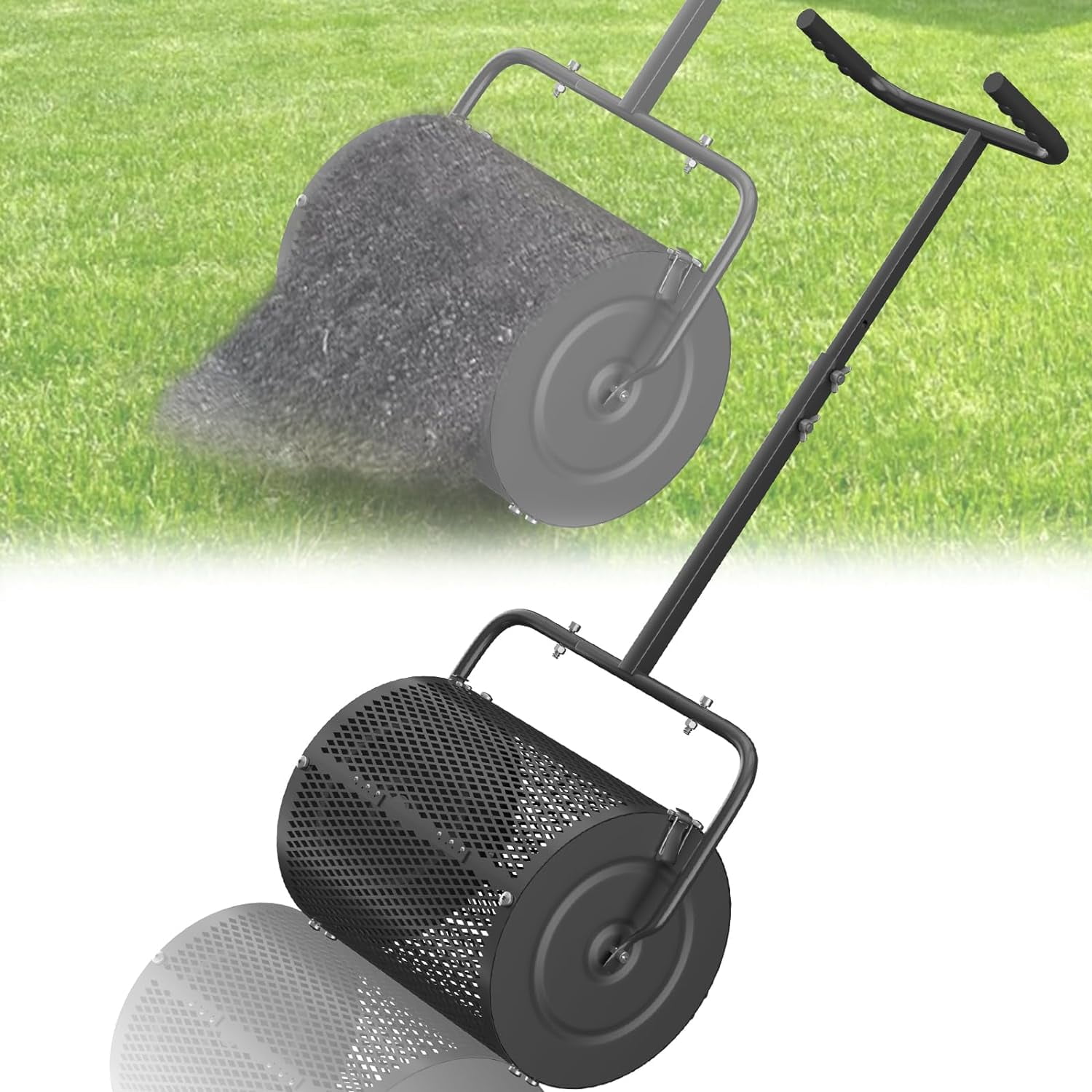 Compost Spreader for Lawn,16.5 Inch Fertilizer Spreader with Adjustable ...