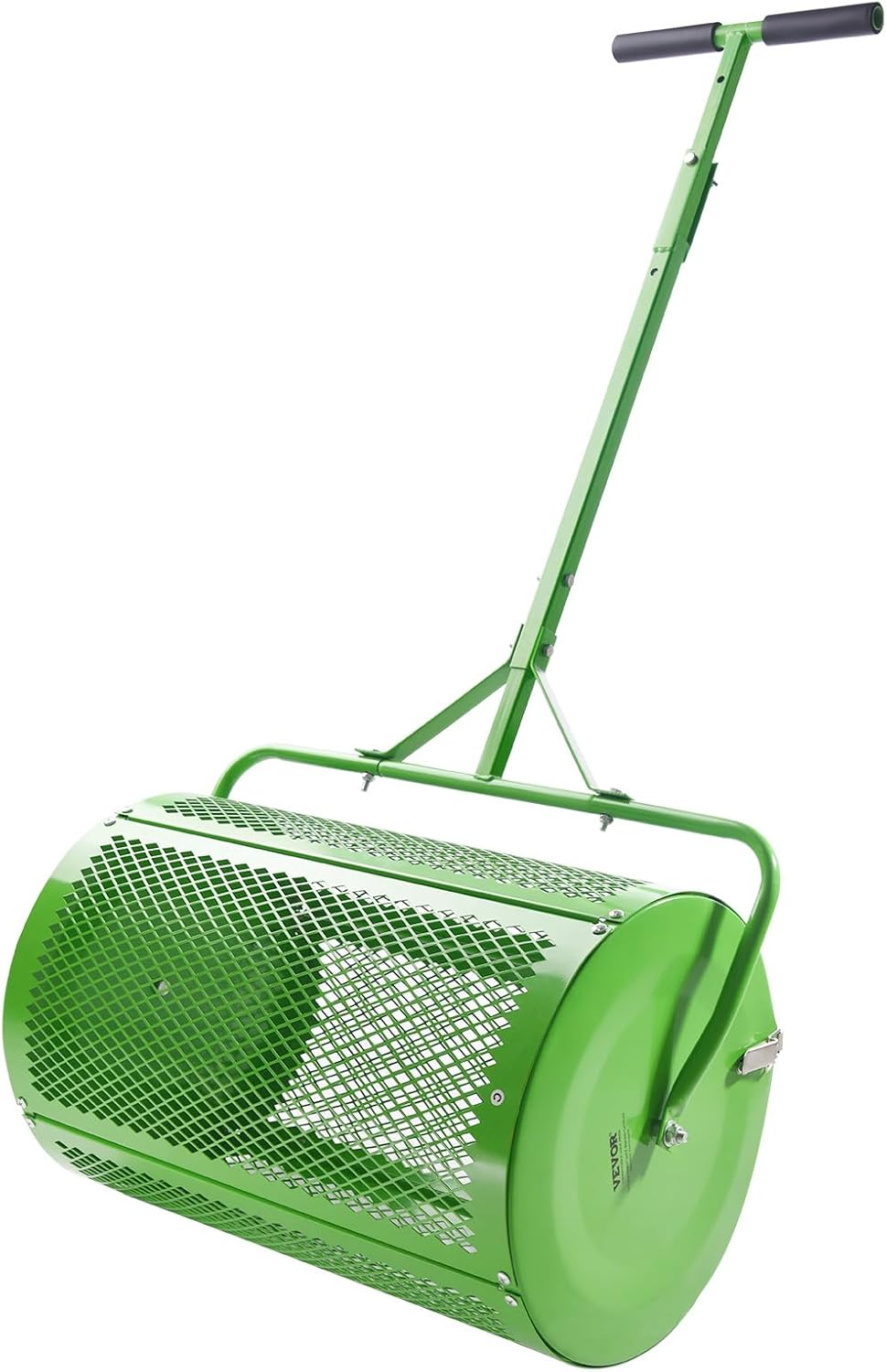 Compost Spreader and Peat Moss Spreader, 24" Push/Tow-Behind Roller ...