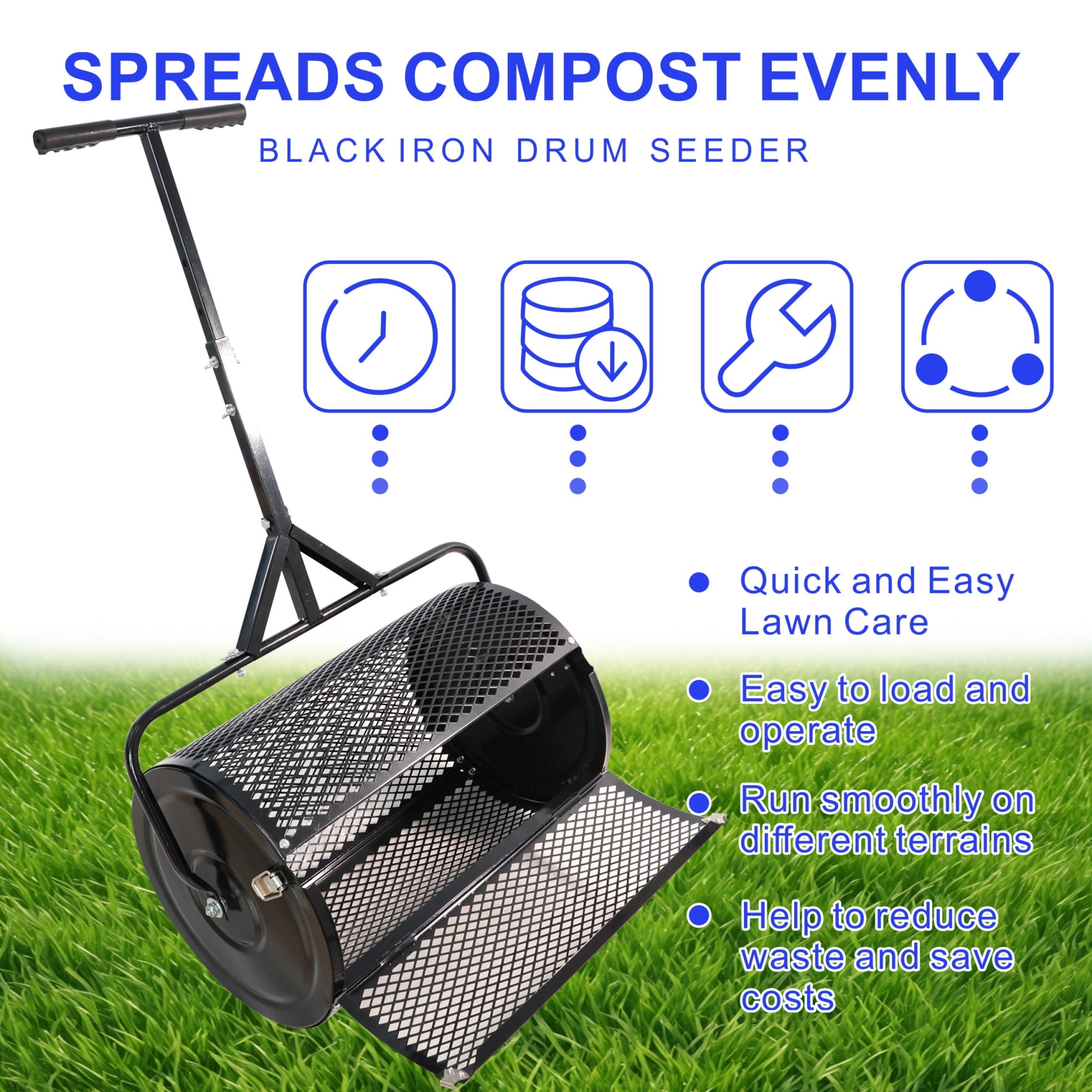 Compost Spreader, Peat Moss Spreader with T Shaped Handle, Planting ...
