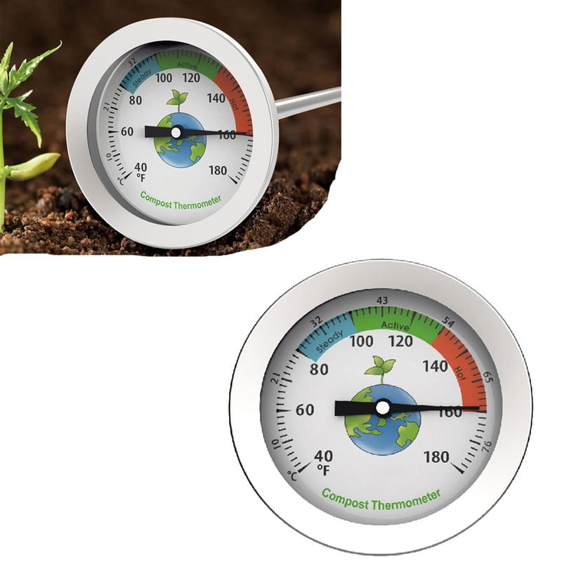 Compost Thermometer,Soil Thermometer,Waterproof,Stainless Steel Dial ...