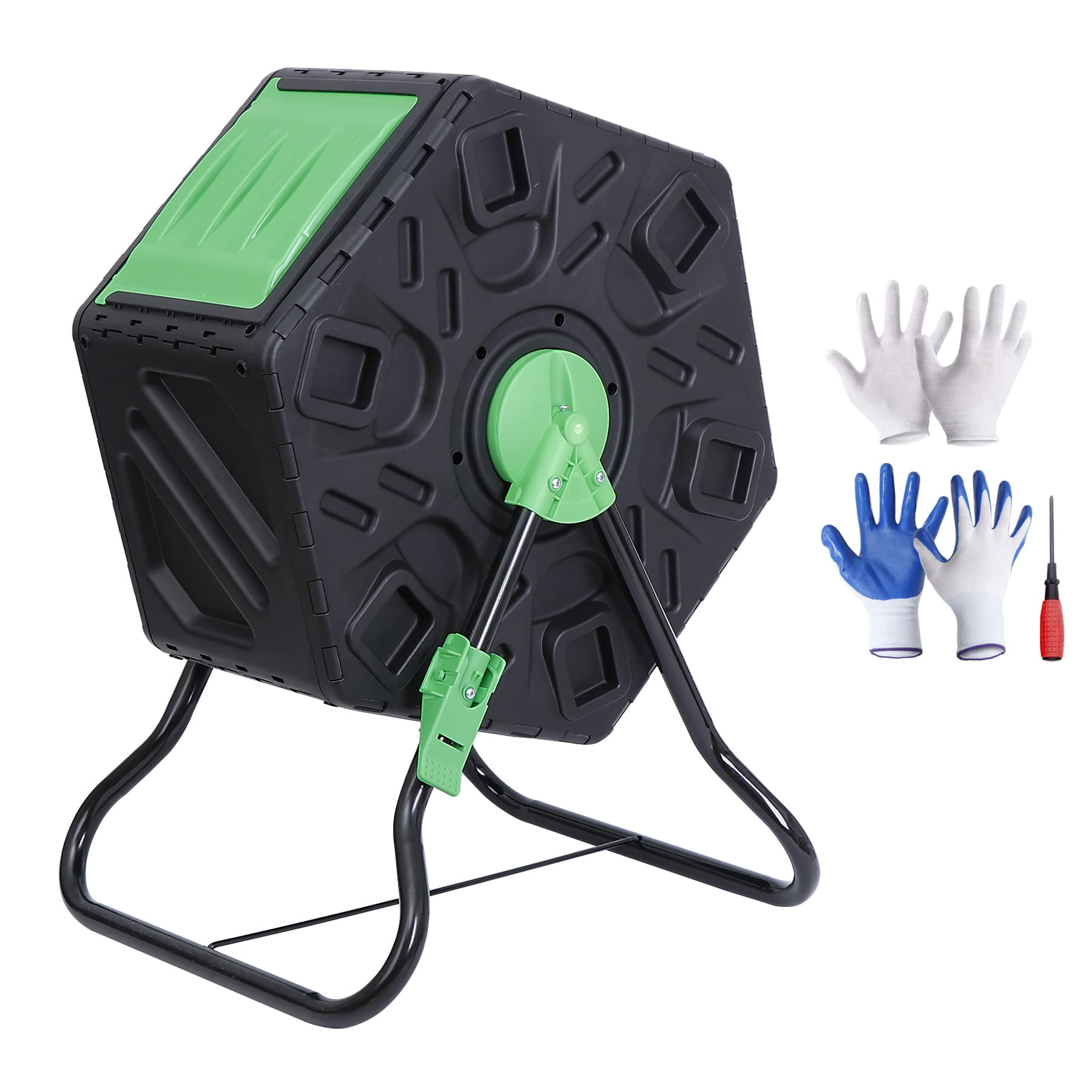 Compost Tumbler 18.5 Gallon Outdoor Compost Bin, Single Rotating ...