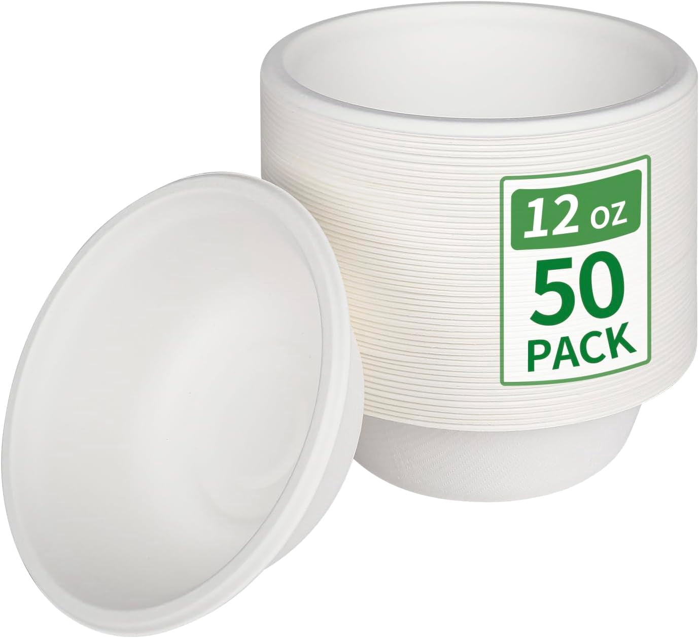 Compostable 12 Ounce 50 Pack Disposable Small Round Paper Bowls, PFAS ...