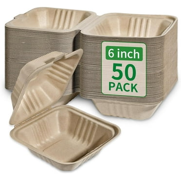 8"x8"x3" White Foam Disposable Clamshell Trays, 3-Compartment Take Out Boxes - 25 Count ...